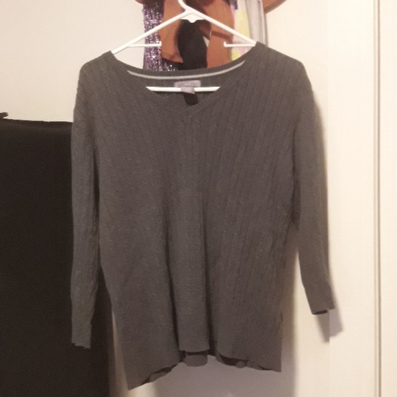 Laura Scott | Sweaters | Laura Scott Xlp Petite Gray Cable Knit Sweater ...